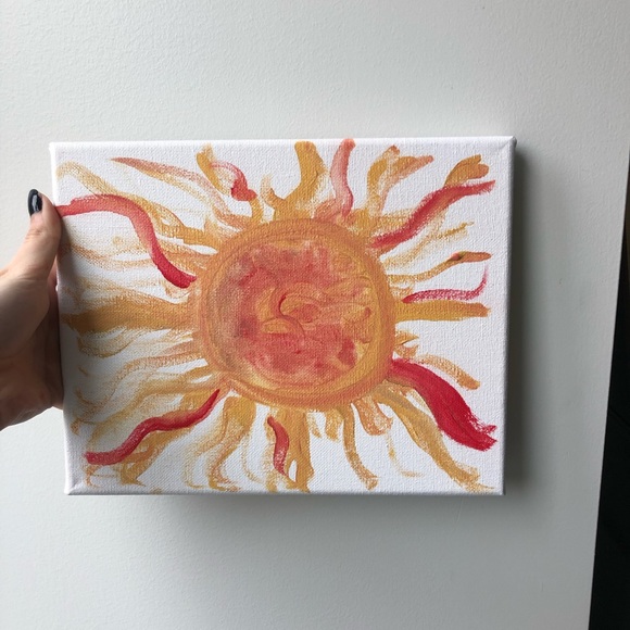 Wall Decor | Red Sun Painting | Poshmark